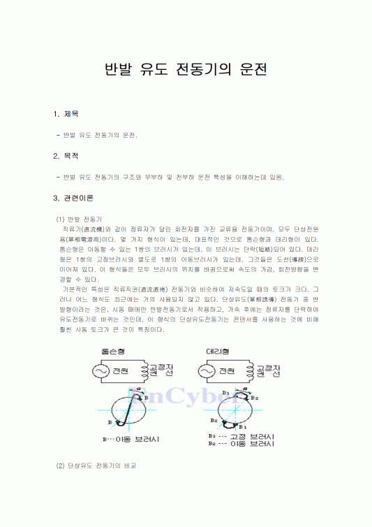 반발 유도 전동기의 운전(결과)