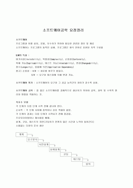 [소프트웨어 공학, 소프트웨어공학] 소프트웨어공학 요점정리