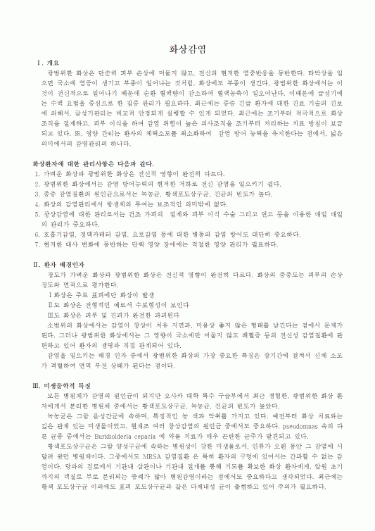화상 감염 기타병원 감염의 정의