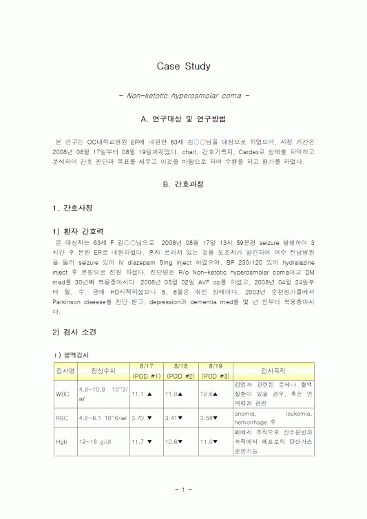 고삼투성 비케톤성 혼수(고삼투성 고혈당성 비케톤성 증후군) HHS