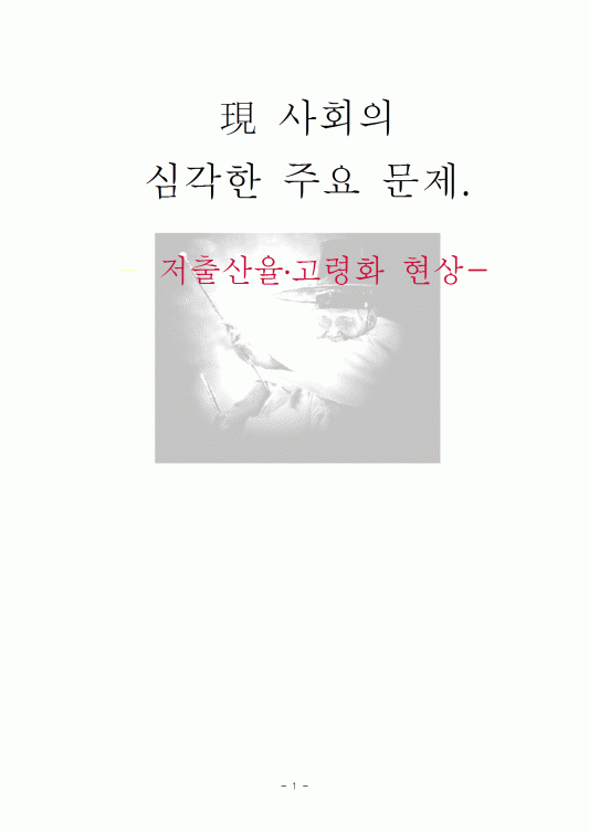 저출산율 고령화 현상에 대한 문제점 및 개선방안