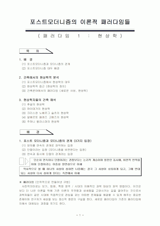 포스트모더니즘의 이론적 패러다임들
