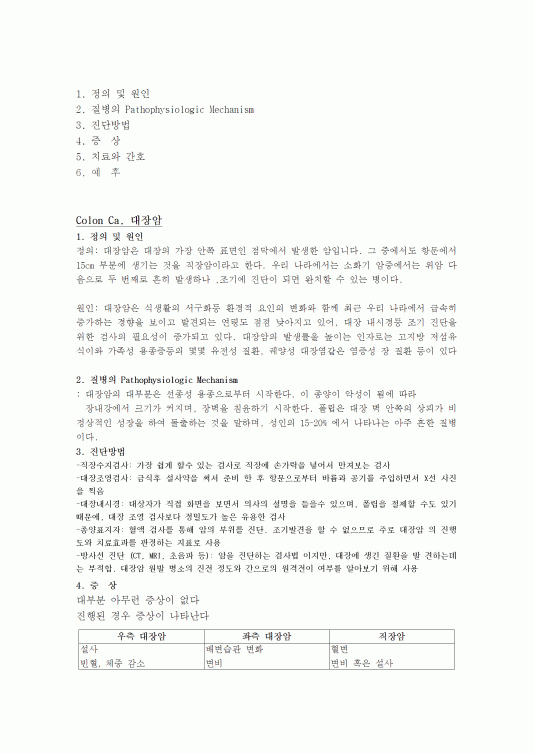 [문헌고찰]대장암