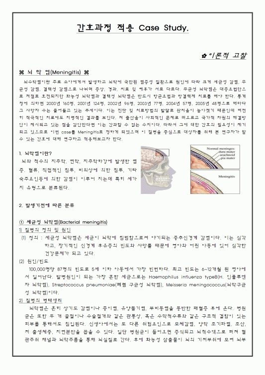 뇌막염 환아의 간호과정 casestudy