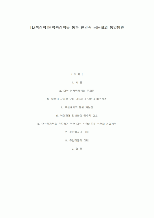 [대북정책]연착륙정책을 통한 한민족 공동체의 통일방안