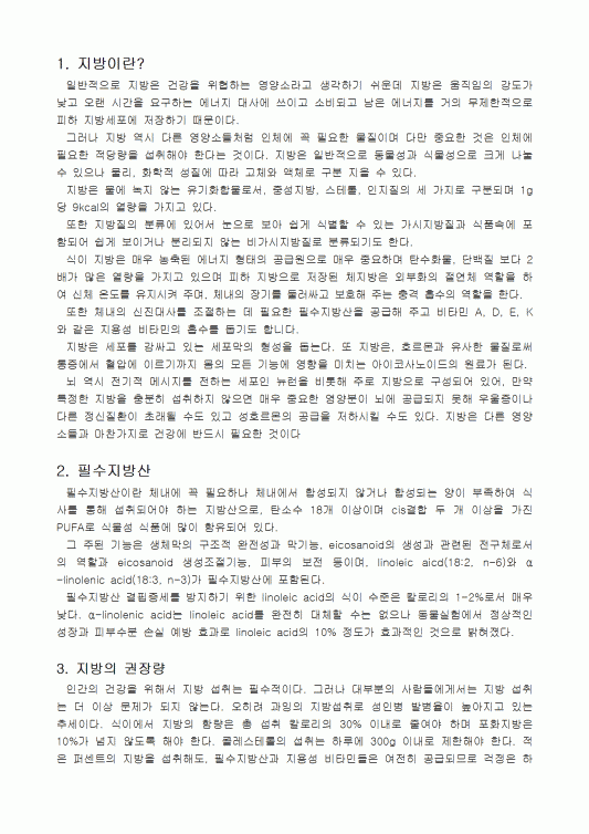 지방이 건강에 미치는 영향