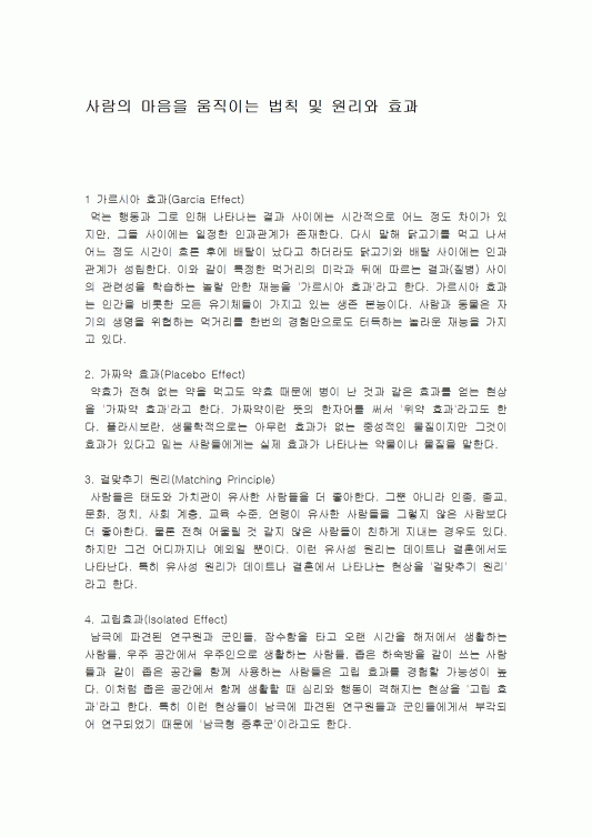 사람의 마음을 움직이는 법칙 및 원리와 효과jo