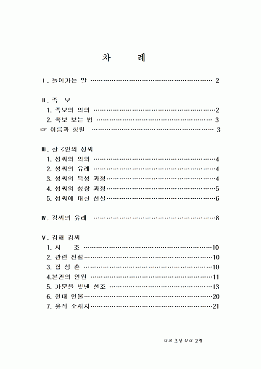 나의 조상 나의 고향 - 김해김씨