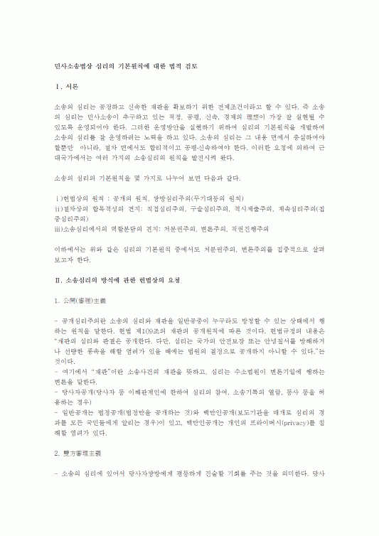 민사소송법상 심리의 기본원칙에 대한 법적 검토
