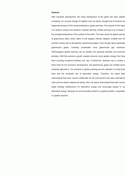 The Causes of Global Warming and the Possible Solutions