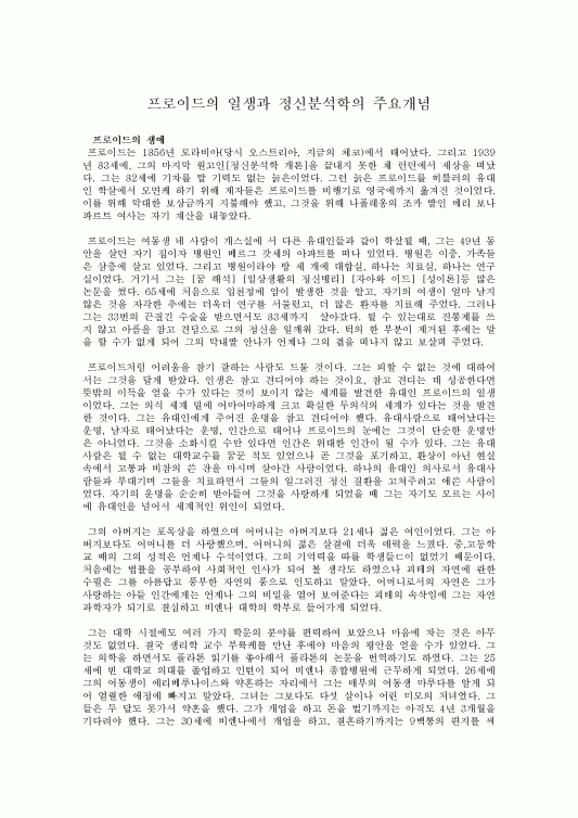 프로이드의 일생과 정신분석학의 주요 개념