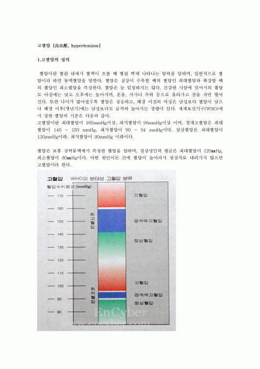 고혈압의 정의와 종류, 증상 및 진단에 대한 조사보고서
