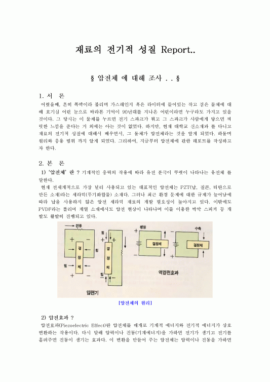 압전체에 관하여 - 얍전체, PVDF, 압전효과