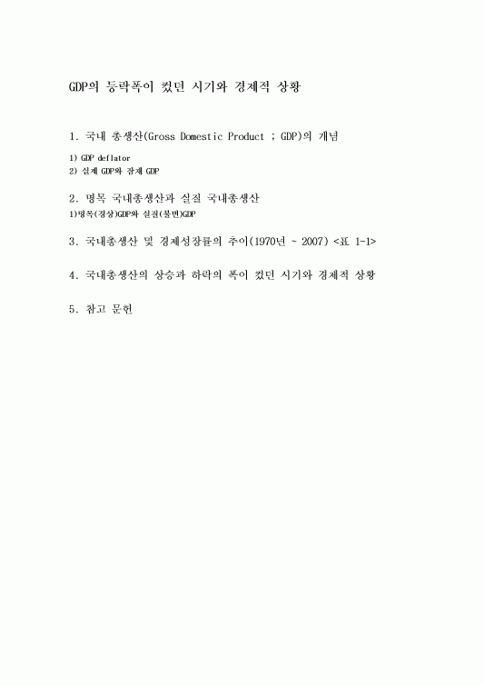 GDP의 등락폭이 컸던 시기와 경제적 상황
