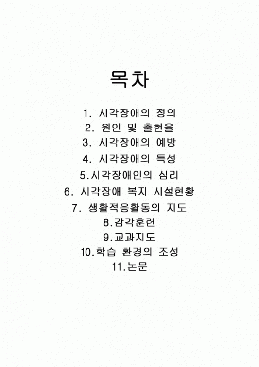 시각장애의 이해와 교육