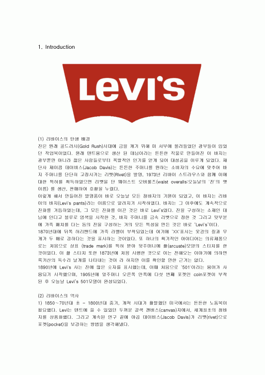 리바이스의 마케팅전략 (SWOT, STP, 4P)과 국내 성공요인 분석