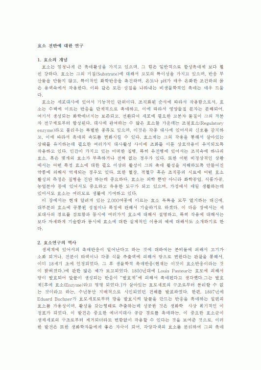 효소 전반에 대한 연구