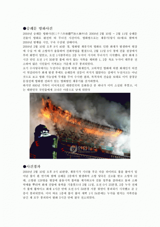 숭례문 화재에 관한 고찰