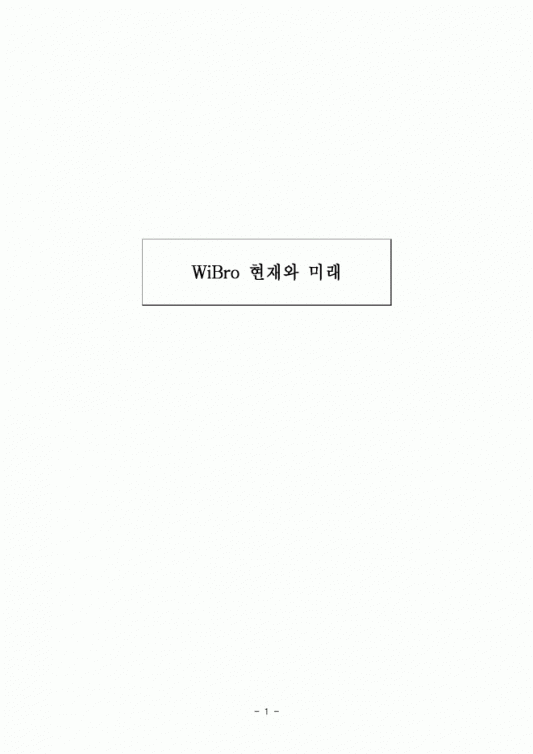 와이브로의 현재와 미래