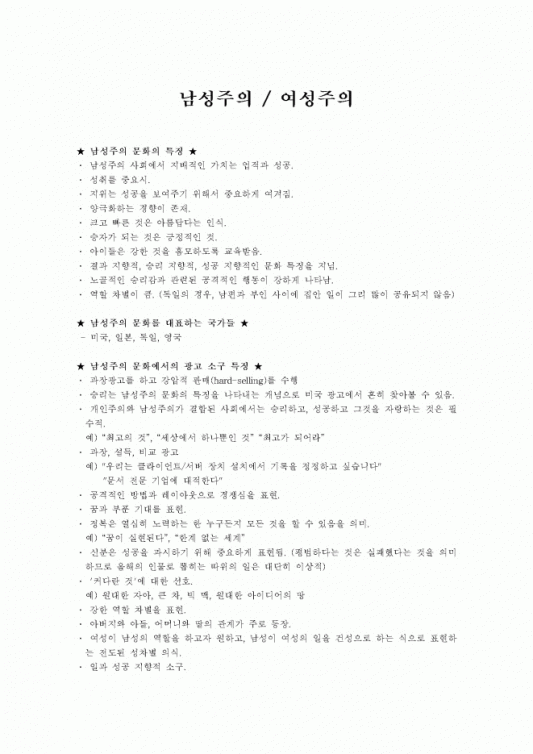 남성주의 여성주의(광고에 관하여)
