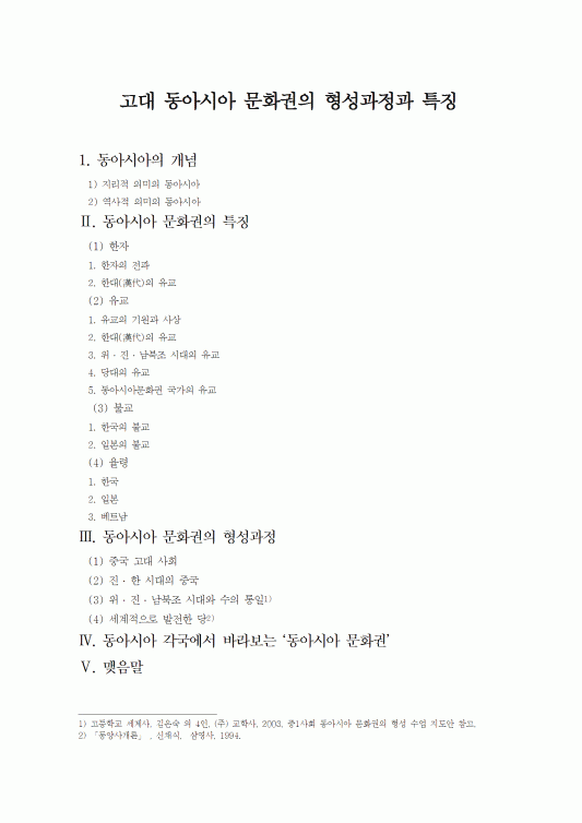 [역사]고대 동아시아 문화권의 형성과정과 특징