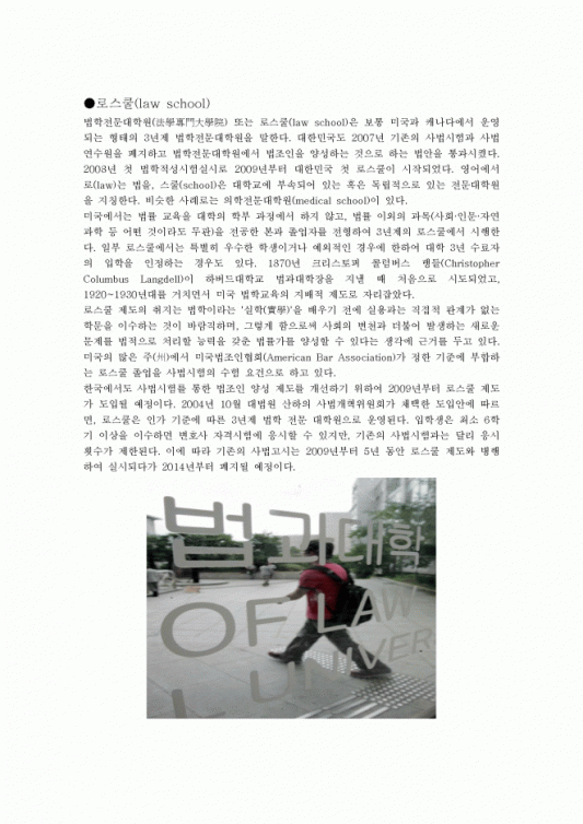 로스쿨에 대한 고찰