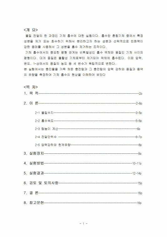 기체흡수 실험