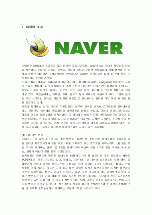 포털사이트 네이버(Naver)의 성공전략