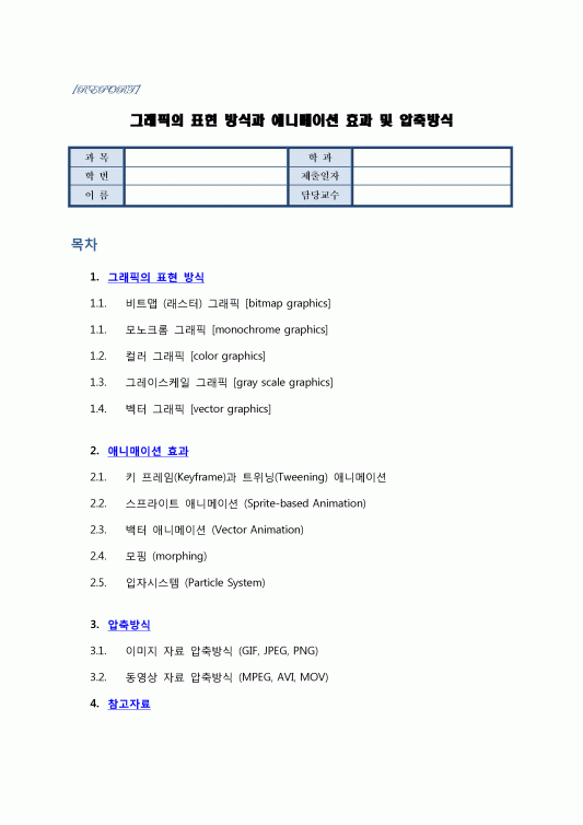 [REPORT] 그래픽의 표현 방식과 애니메이션 효과 및 압축방식