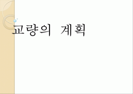 교량의 계획 (조사의 종류에 따른 조사내용 및 목적)