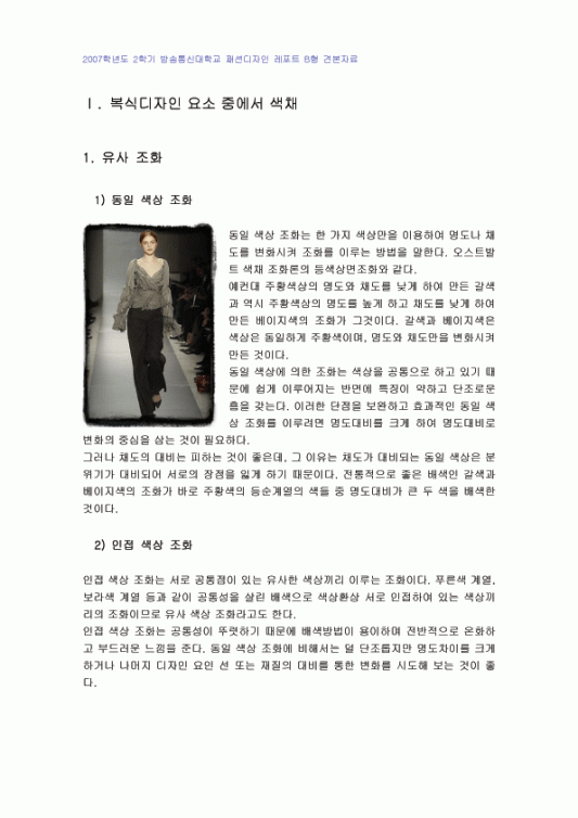 2007년 2학기 패션디자인 중간시험과제물 B형(복식디자인에서 색채와 강조)