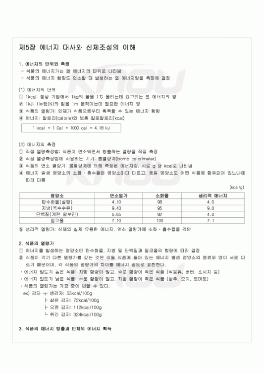 2009년 2학기 영양학 출석대체시험 핵심체크