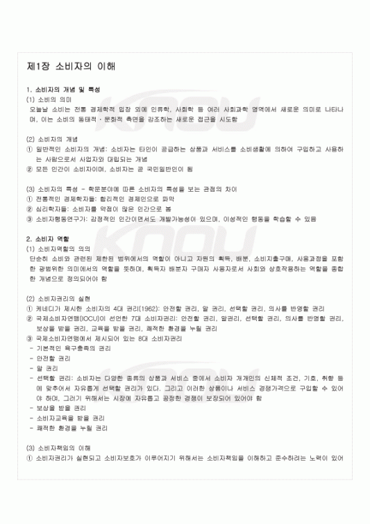 2009년 2학기 소비자보호론 출석대체시험 핵심체크