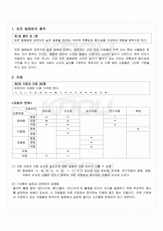 2009년 2학기 소리와발음 중간시험 핵심체크