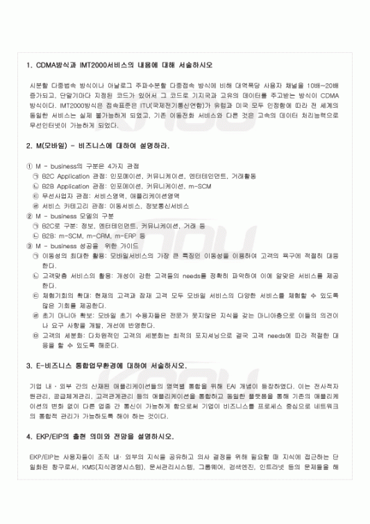 2009년 2학기 E-비즈니스 중간시험 핵심체크