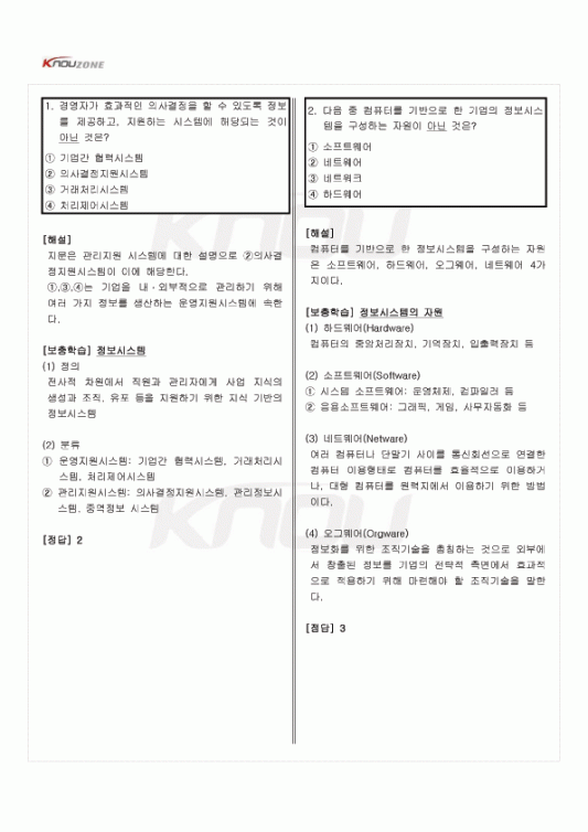 IT와경영정보시스템 핵심체크문제집