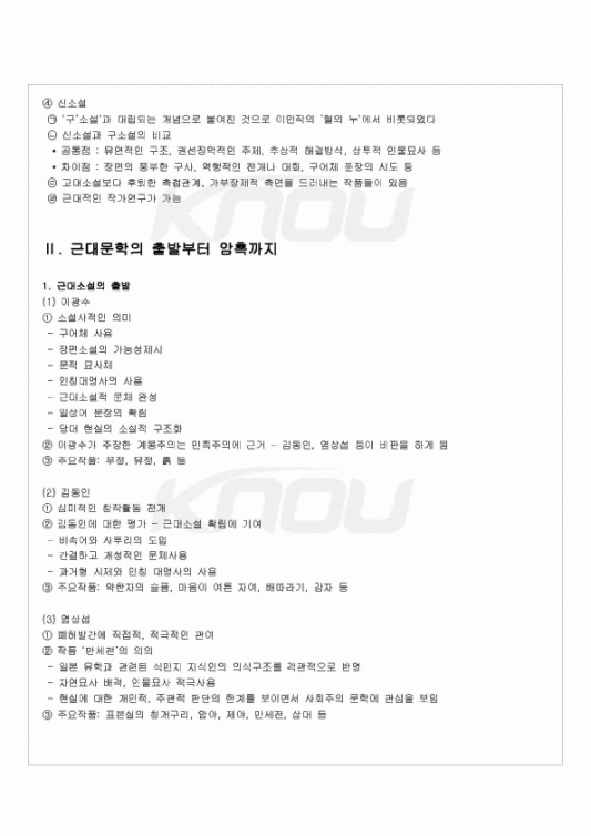 2010년 1학기 한국근대작가론 출석대체시험 핵심체크