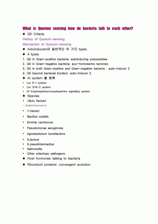 Quroum sensing 논문 정리