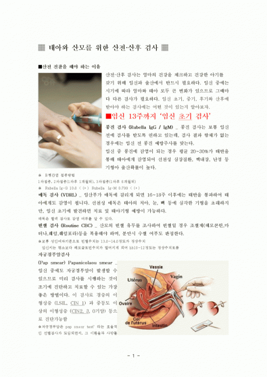 산전 · 산후 검사