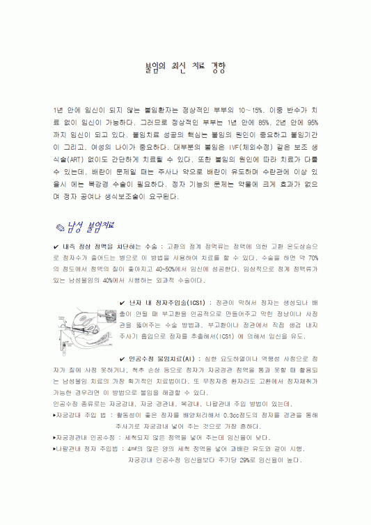 [모성간호학]불임의 최신 치료 경향