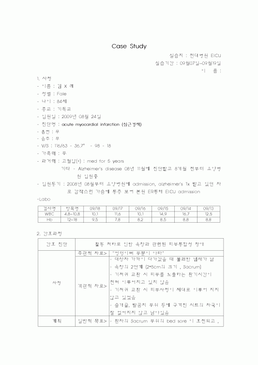 심근경색 간호진단