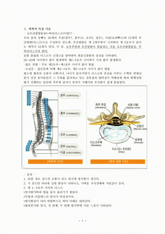 허리디스크,요추간판탈출증 환자 교육용 자료