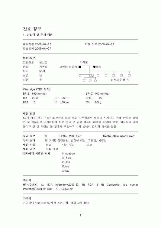 성인 CVA  응급실 간호진단