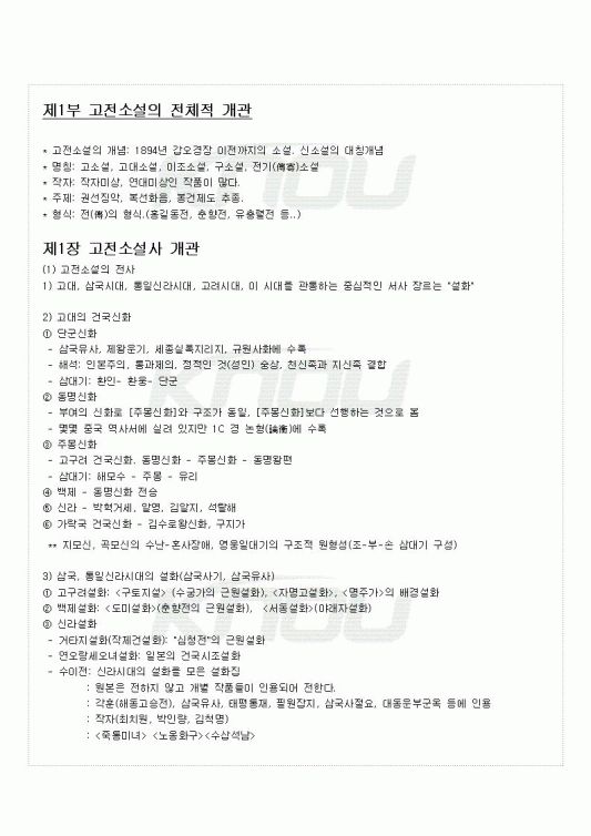 고전소설론 교재전범위 핵심요약노트