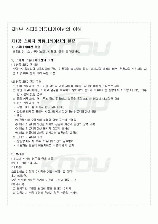 스피치커뮤니케이션 교재전범위 핵심요약노트