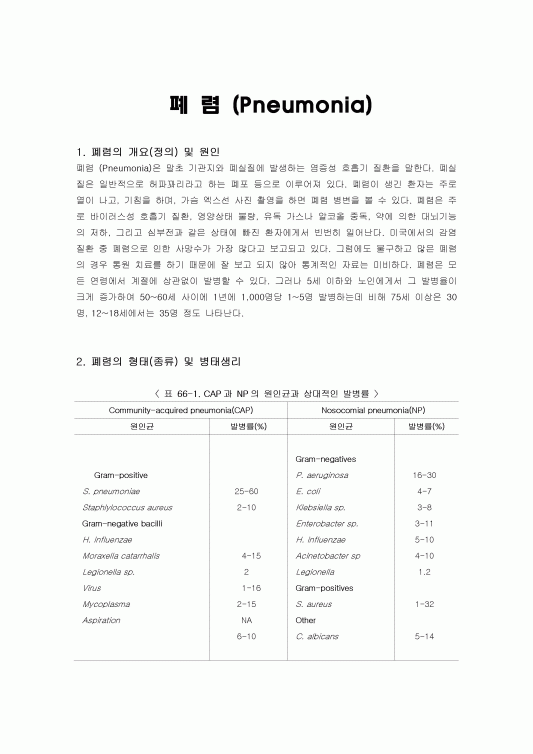 폐렴의 원인 및 증상과 치료약물