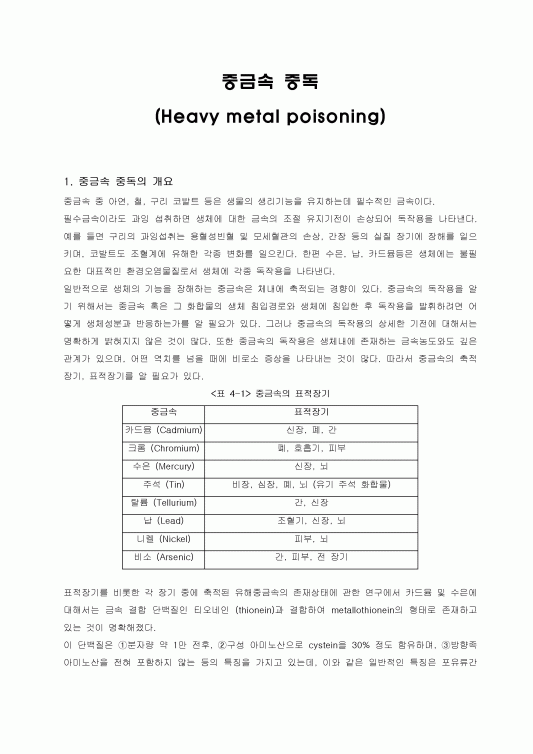 중금속 중독 레포트 자료