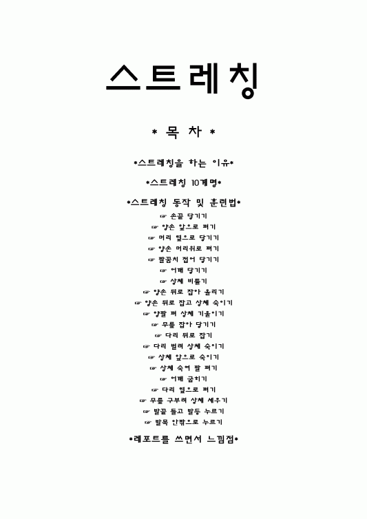 웨이트 트레이닝 레포트 - 스트레칭