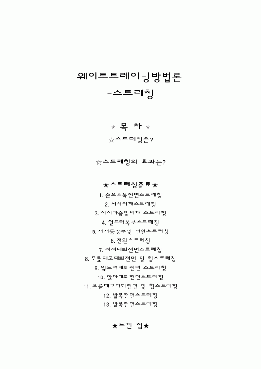 웨이트 트레이닝 레포트 - 스트레칭5