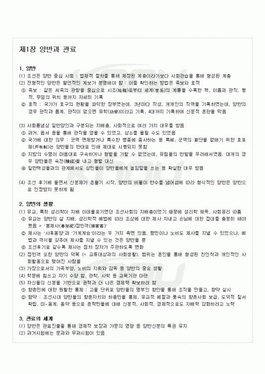 2010년 하계계절시험 전통사회와생활문화 시험범위 핵심체크